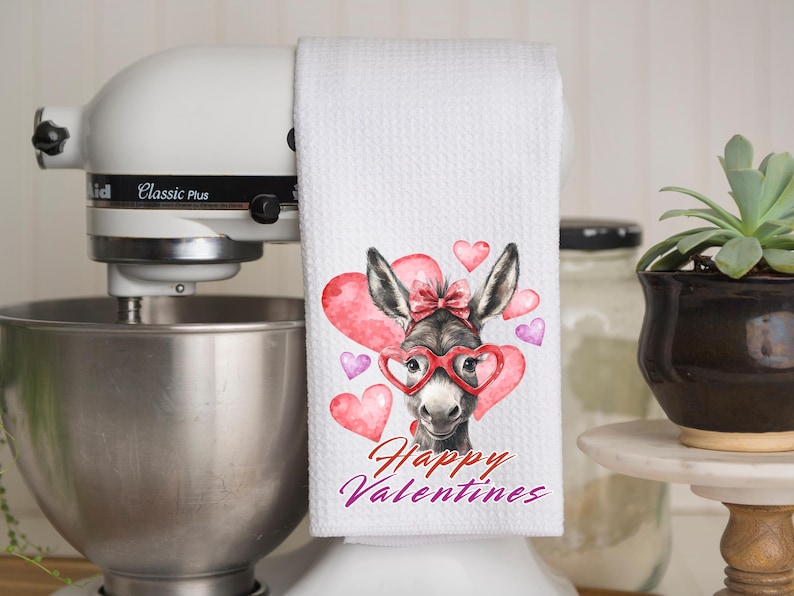 Valentine's Day Donkey Tea Towel – Whimsical Farmhouse Decor - Etsy