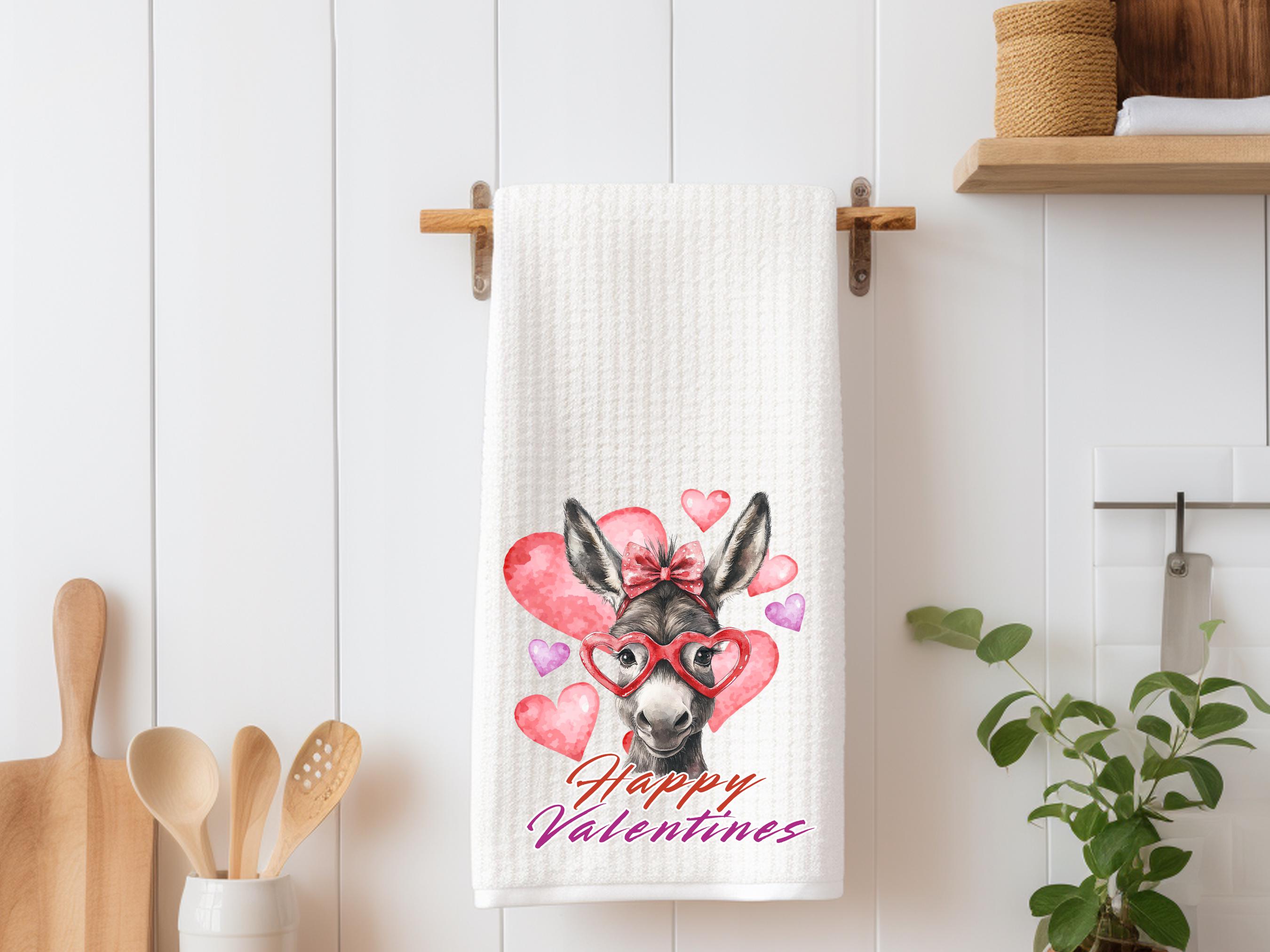 Valentine's Day Donkey Tea Towel – Whimsical Farmhouse Decor - Etsy