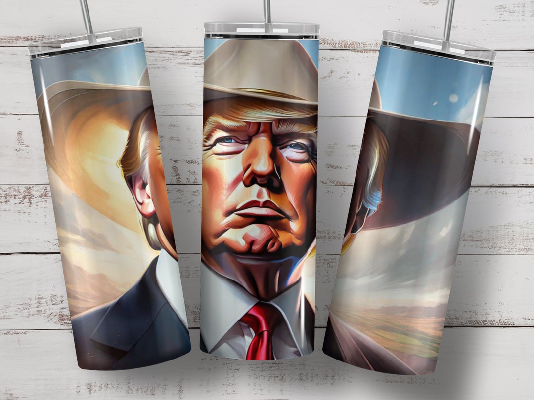 Wild West Trump Wearing a Cowboy Hat Cowboy Trump 20 Oz - Etsy