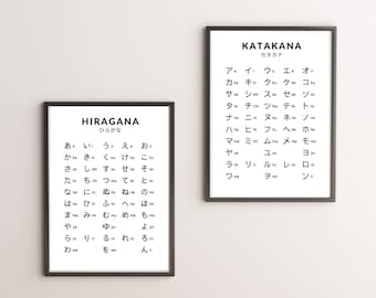 Basic Hiragana Katakana Chart, Japanese Alphabet Poster, Educational ...