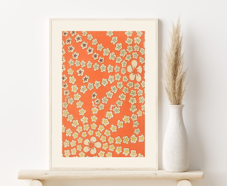 leaf wall art Japanese print leaf painting Orange tree print Orange ...
