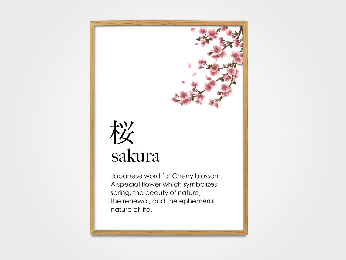 Sakura print Sakura wall art Japanese word print Sakura | Etsy