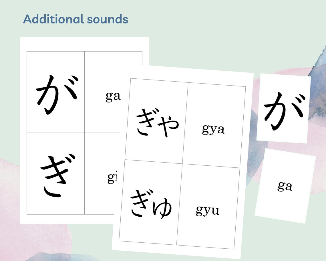 Japanese Hiragana Flashcards basic Additional Complete Pack | Etsy
