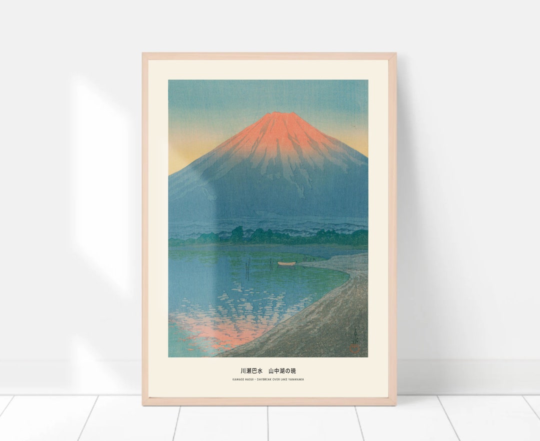 Japanese Art Print, Daybreak Over Lake Yamanaka, Kawase Hasui, Mount ...
