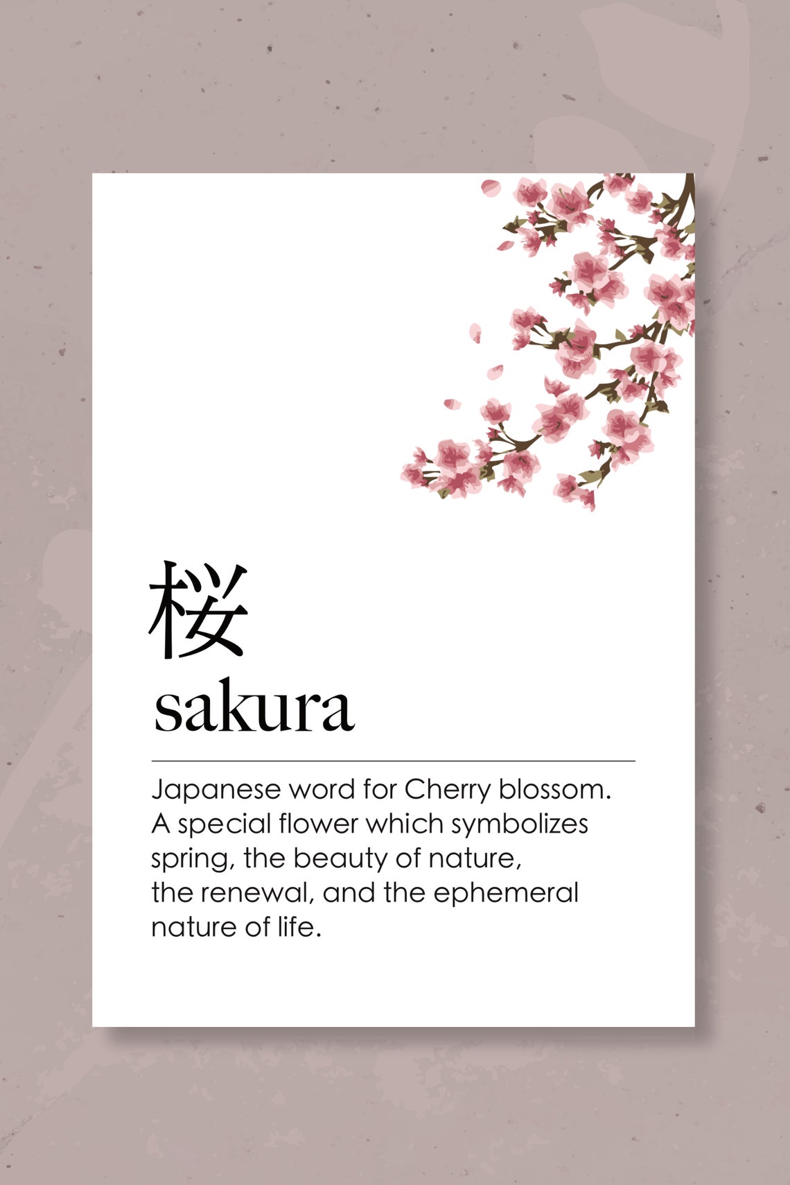 Sakura print Sakura wall art Japanese word print Sakura | Etsy