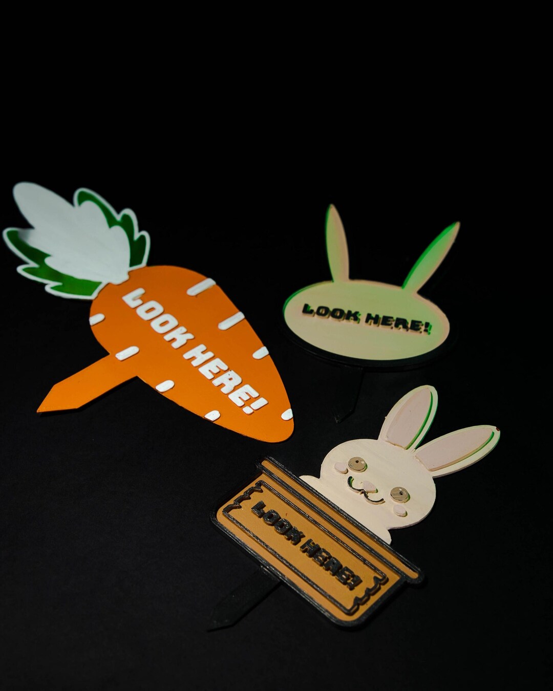 Set of 8pcs Easter Egg Hunt Signs – Colorful Carrot, Bunny, and Sign ...