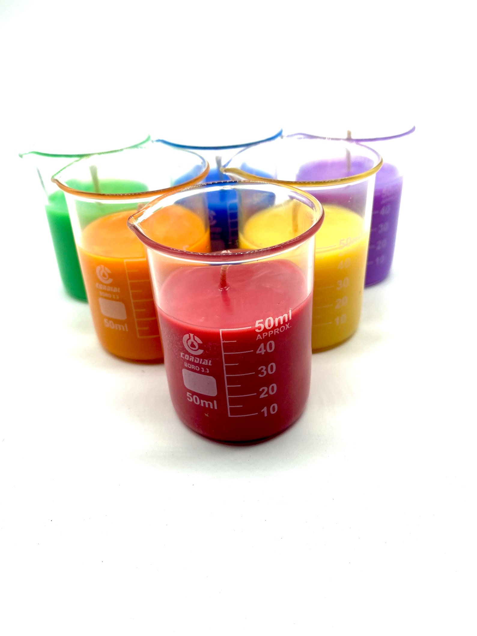 Lab Beaker Candle Soy Wax Gift Set, Rainbow Science Candles, Scientist ...