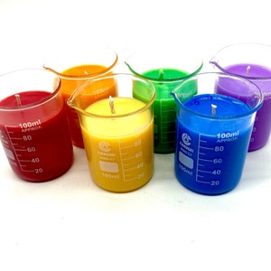 Lab Beaker Candle Soy Wax Gift Set, Rainbow Science Candles, Scientist ...
