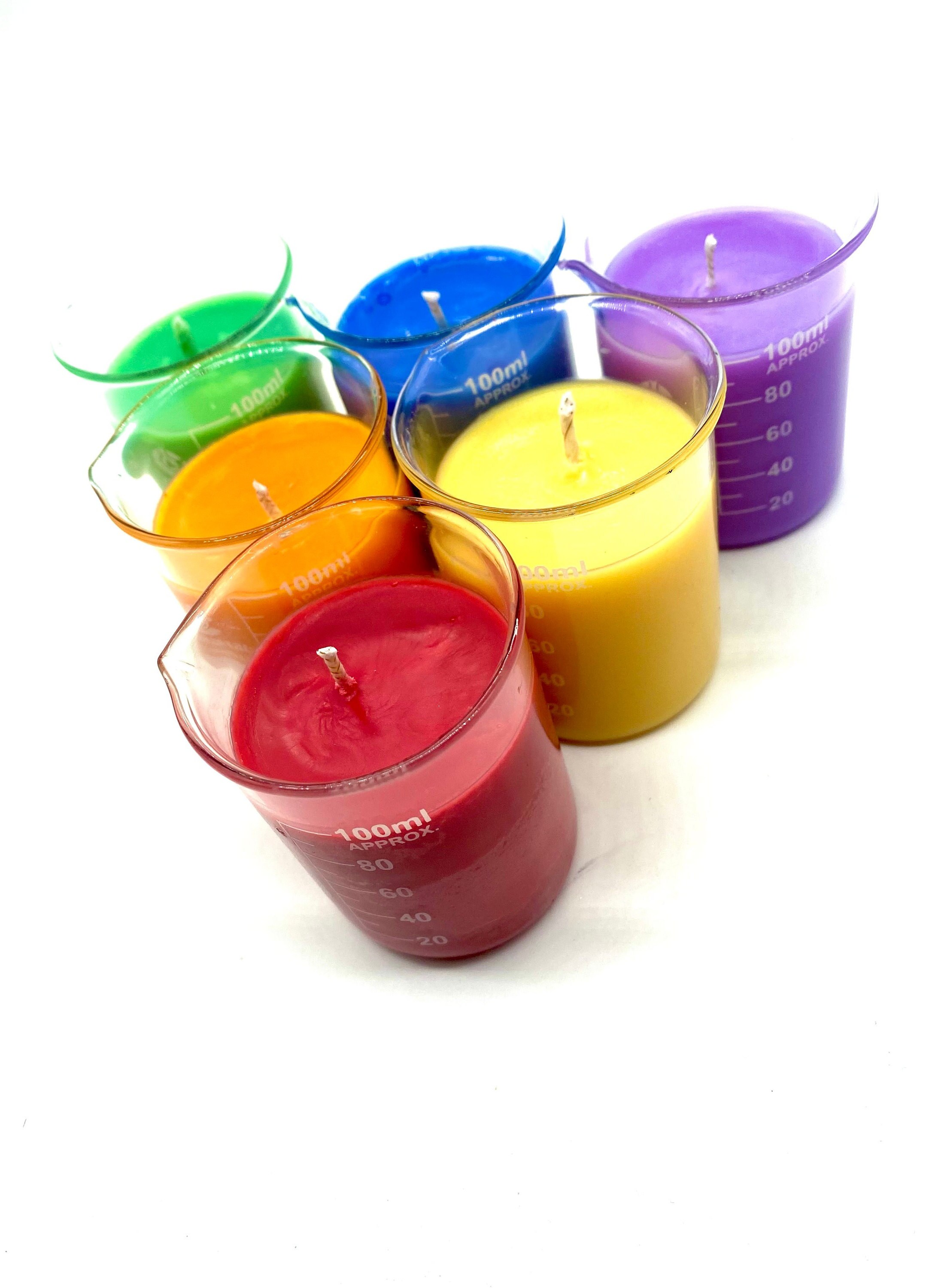 Lab Beaker Candle Soy Wax Gift Set, Rainbow Science Candles, Scientist ...