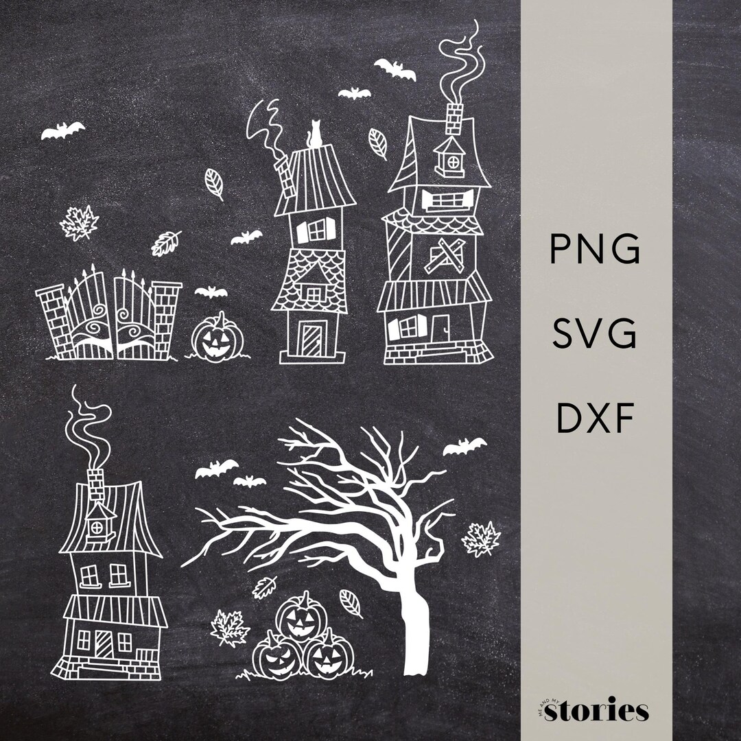 SVG Plotter File - "halloween Town" | Halloween Design for Window ...