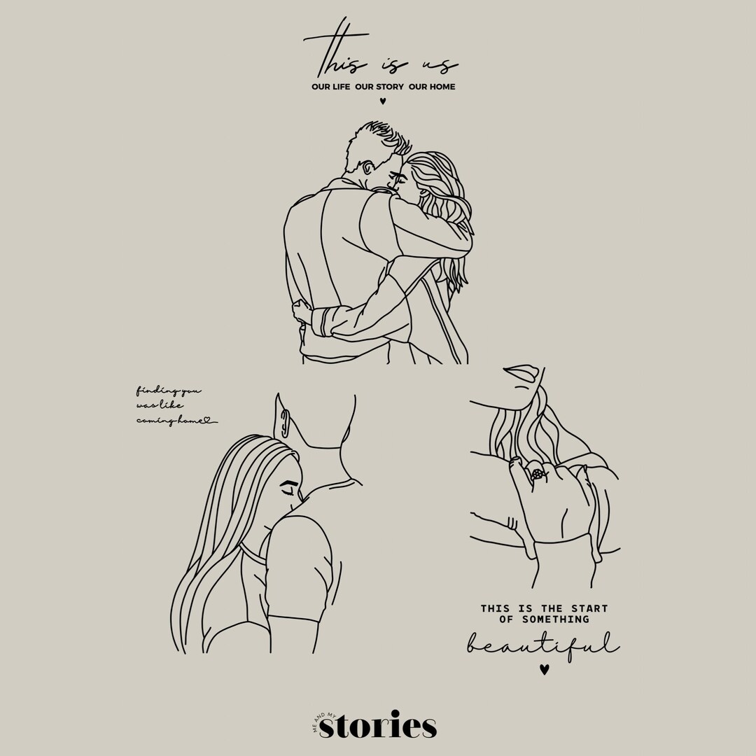 Plotter File Set SVG - Line Art Couple | Love & Relationship | Engagement, Wedding, Valentine's ...