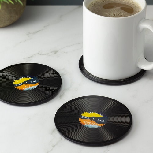 Personalised Vinyl Record Coaster Round Printed Acrylic Drinks - Etsy
