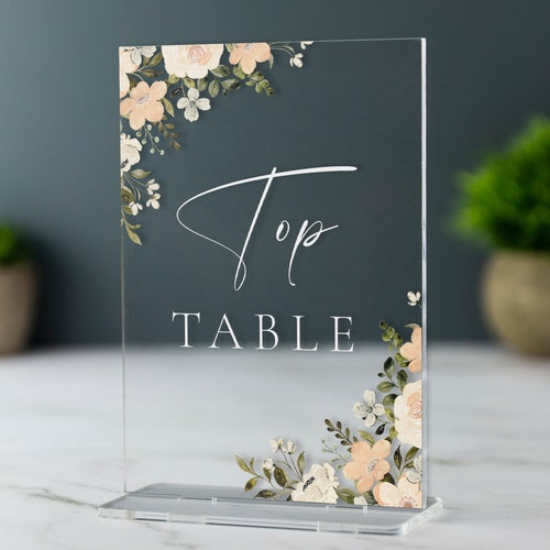 Acrylic Wedding Table Number Name Plaques Paint Stroke - Etsy