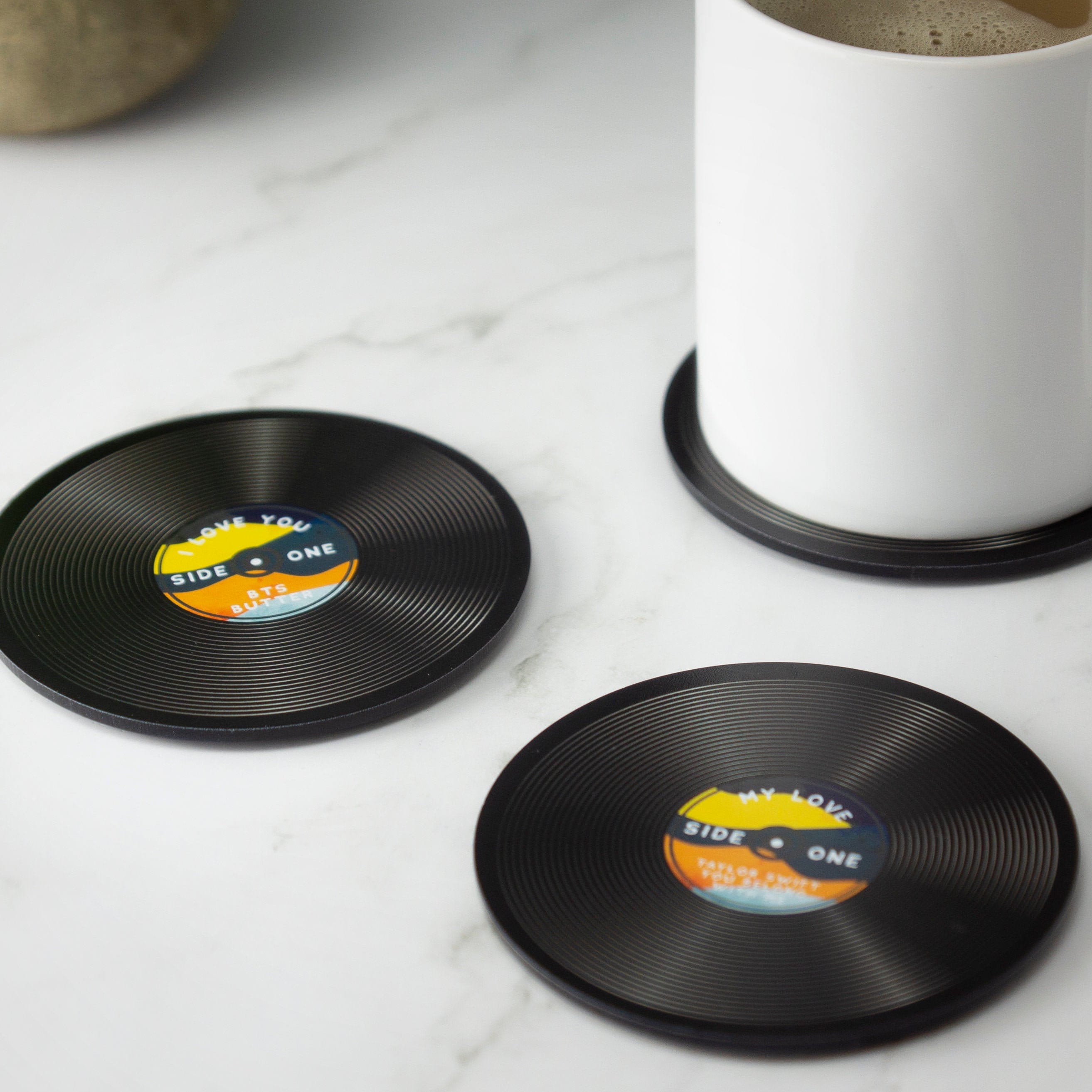 Personalised Vinyl Record Coaster Round Printed Acrylic Drinks | Etsy
