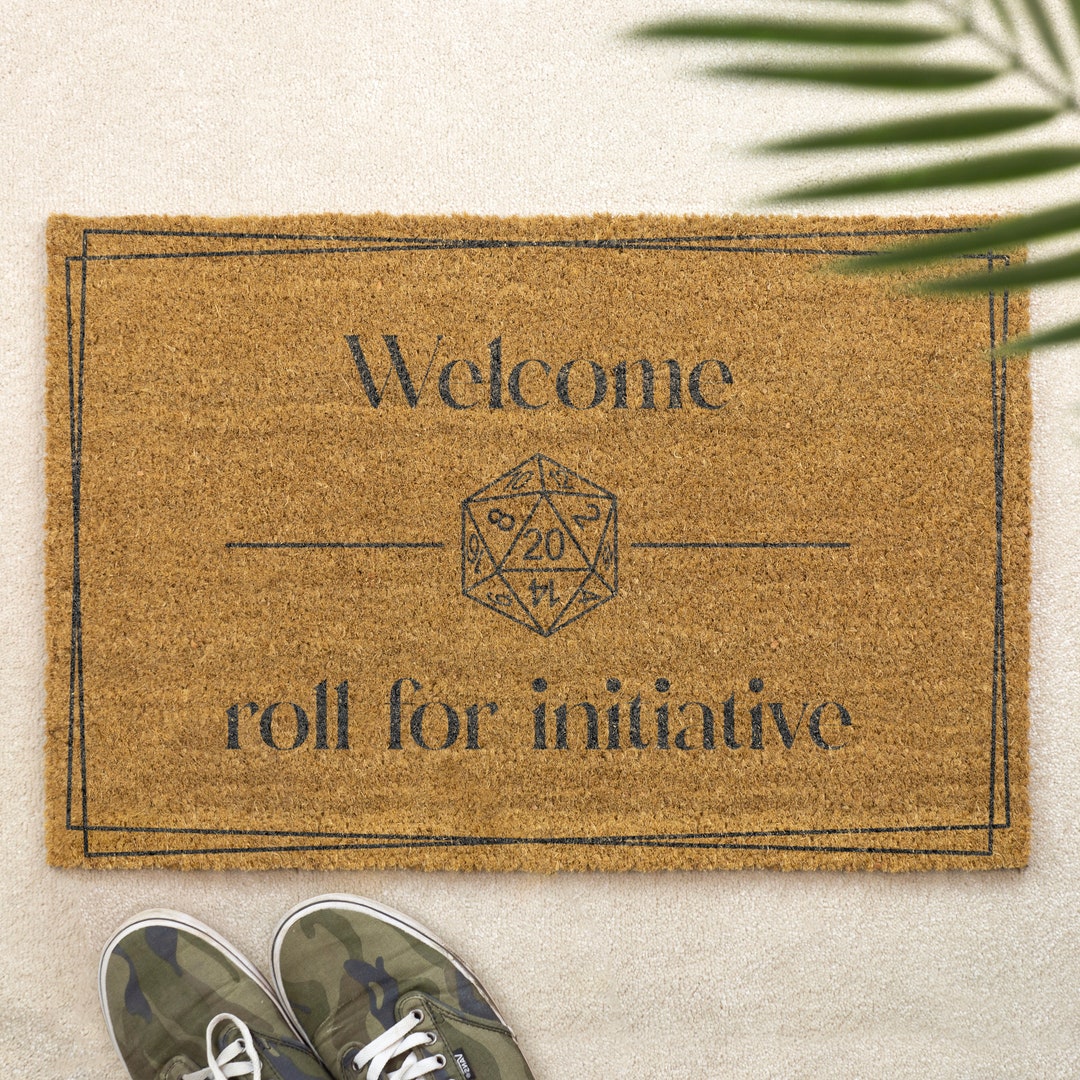 D20 Dice Welcome Door Mat Brush Door Mat Dnd Roll for Initiative Front ...
