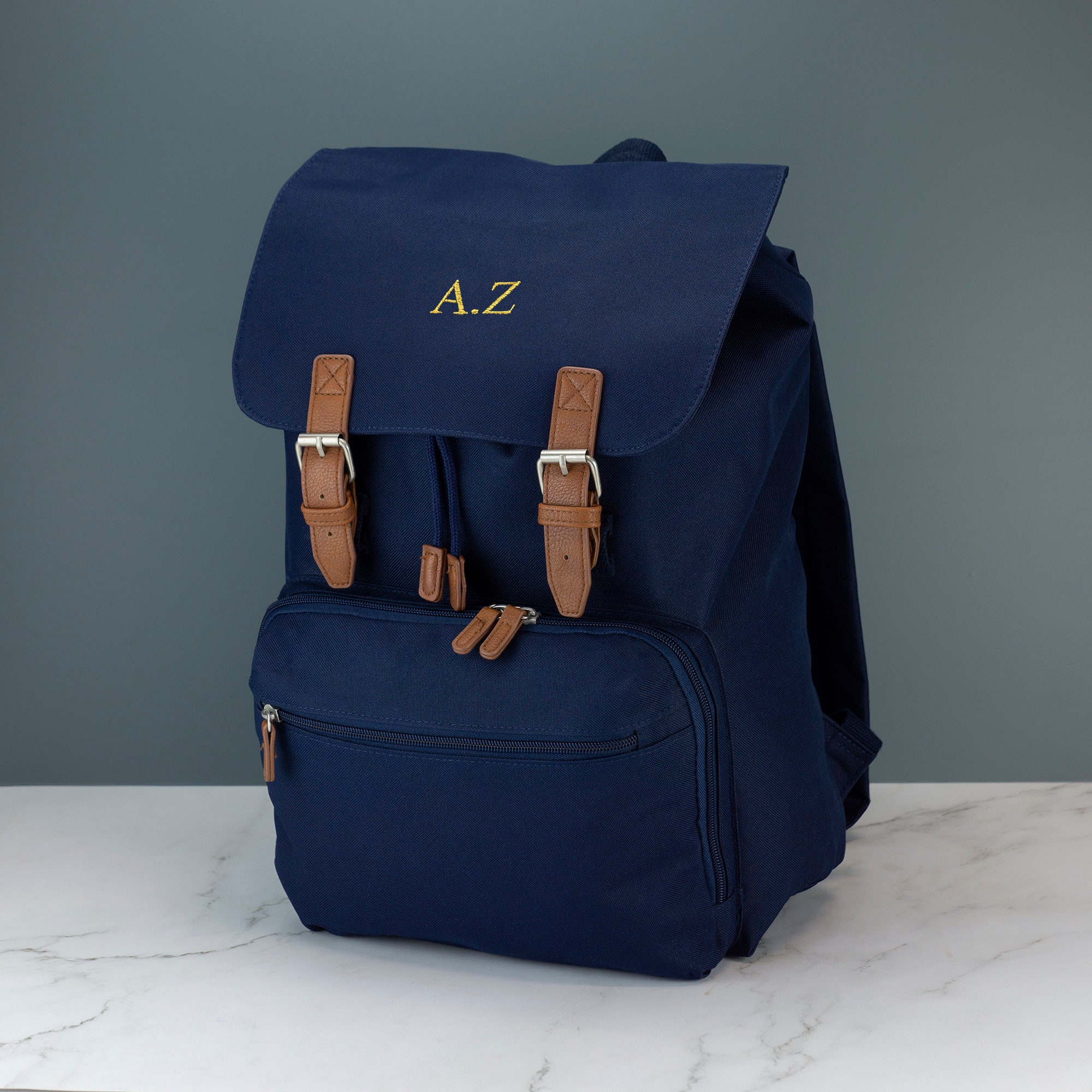 Vintage Backpack Embroidered With Name Initials Choice of Colours Work ...