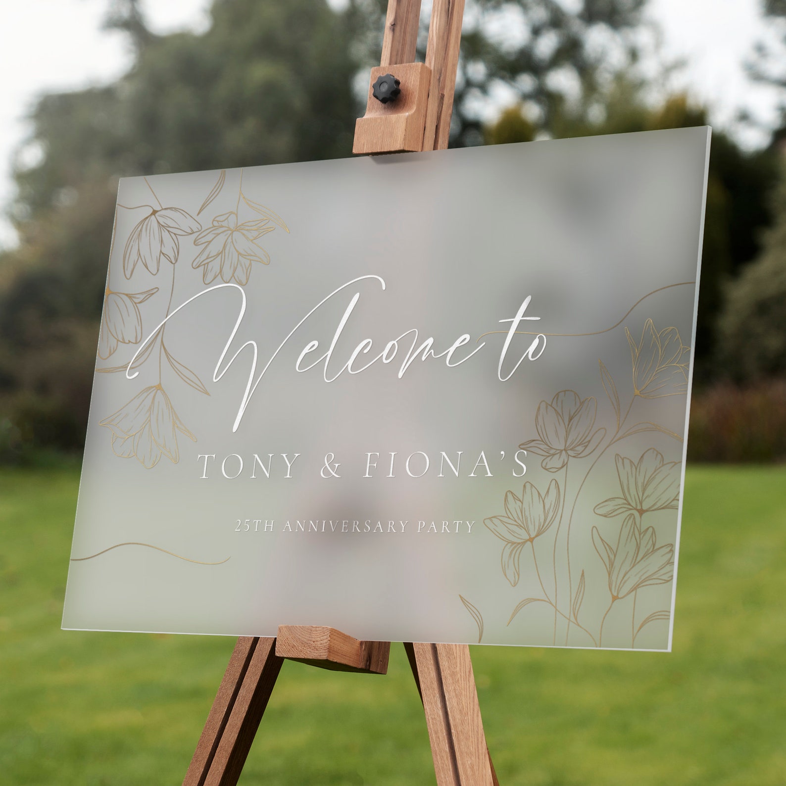 Personalised Event Welcome Sign Foliage Acrylic Poster Print Entrance ...