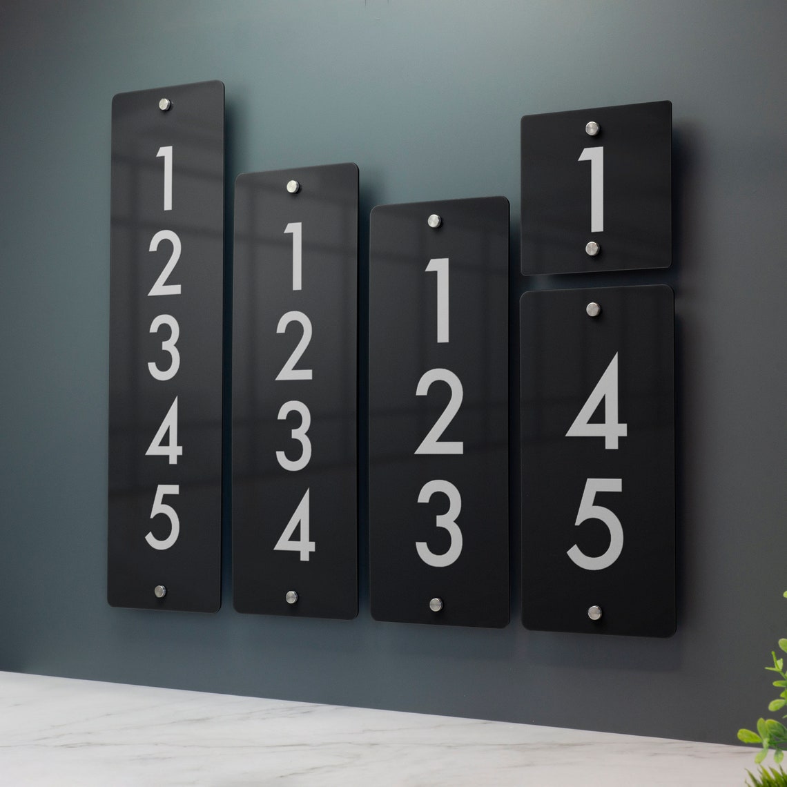 Contemporary Vertical Modern House Number Sign Printed Address Signage ...