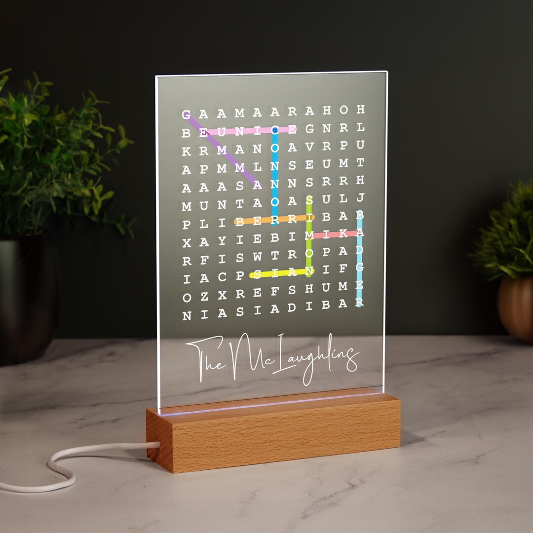 Family Word Search LED Plaque Boyfriend Girlfriend Valentines Love ...