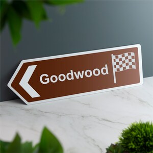 Personalised Goodwood Circuit Directional Road Sign Acrylic UV Printed ...