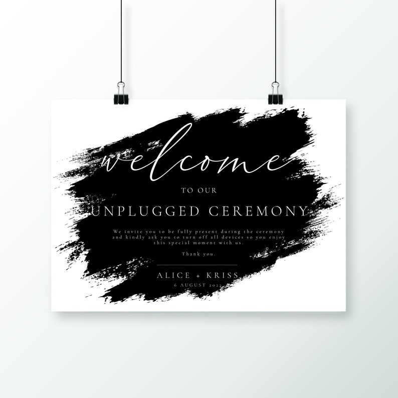 Personalised Wedding Unplugged Ceremony Sign Foliage Acrylic Poster ...