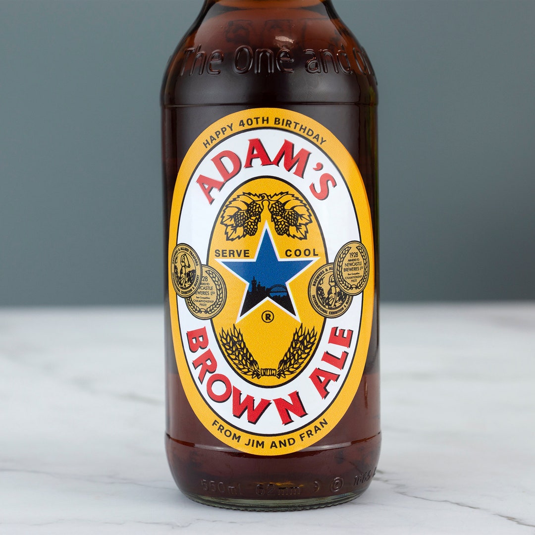 Personalised Brown Ale Label Vinyl Sticker Funny Novelty Gift Birthday ...