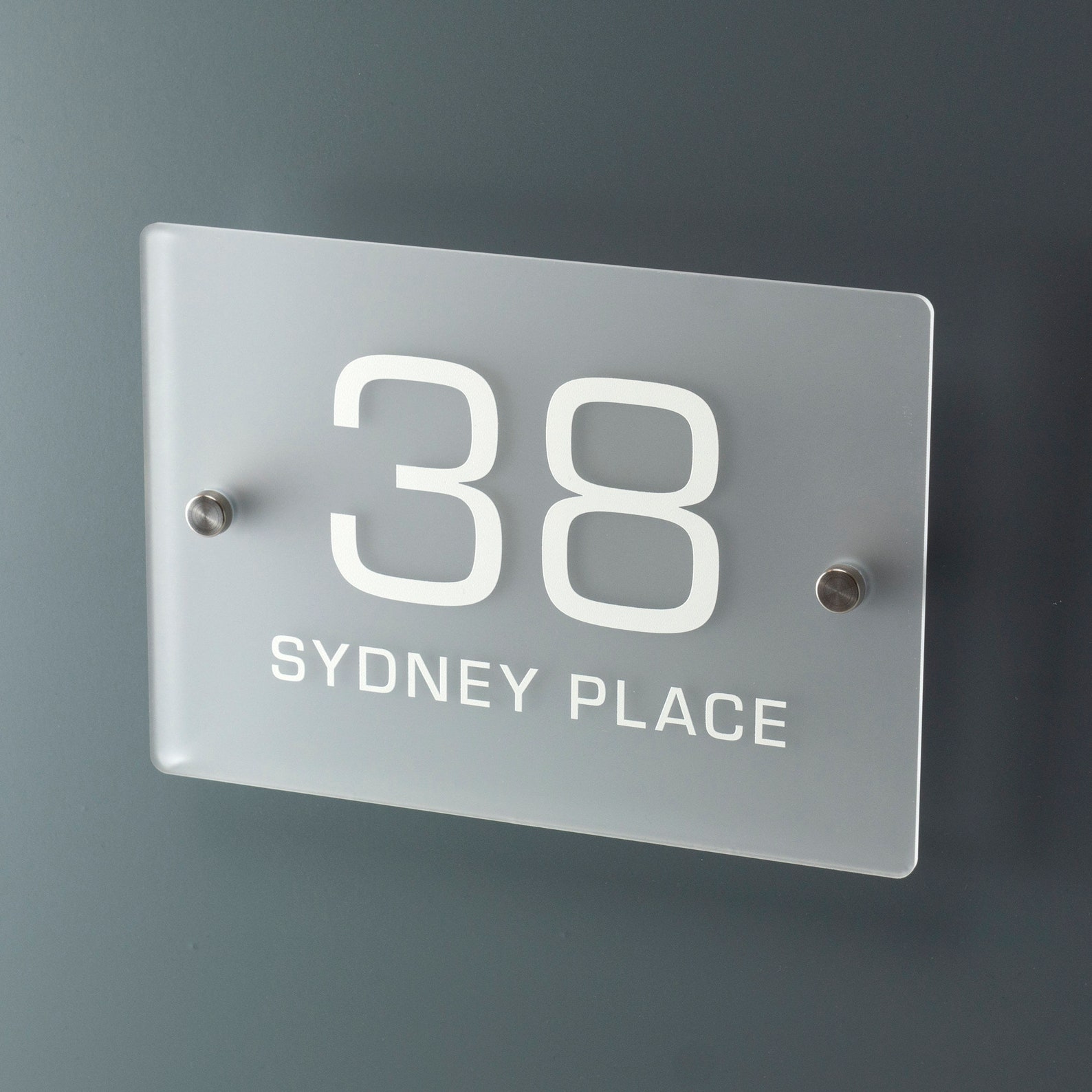 Frosted Acrylic House Number Sign Personalised Printed Acrylic Wall ...