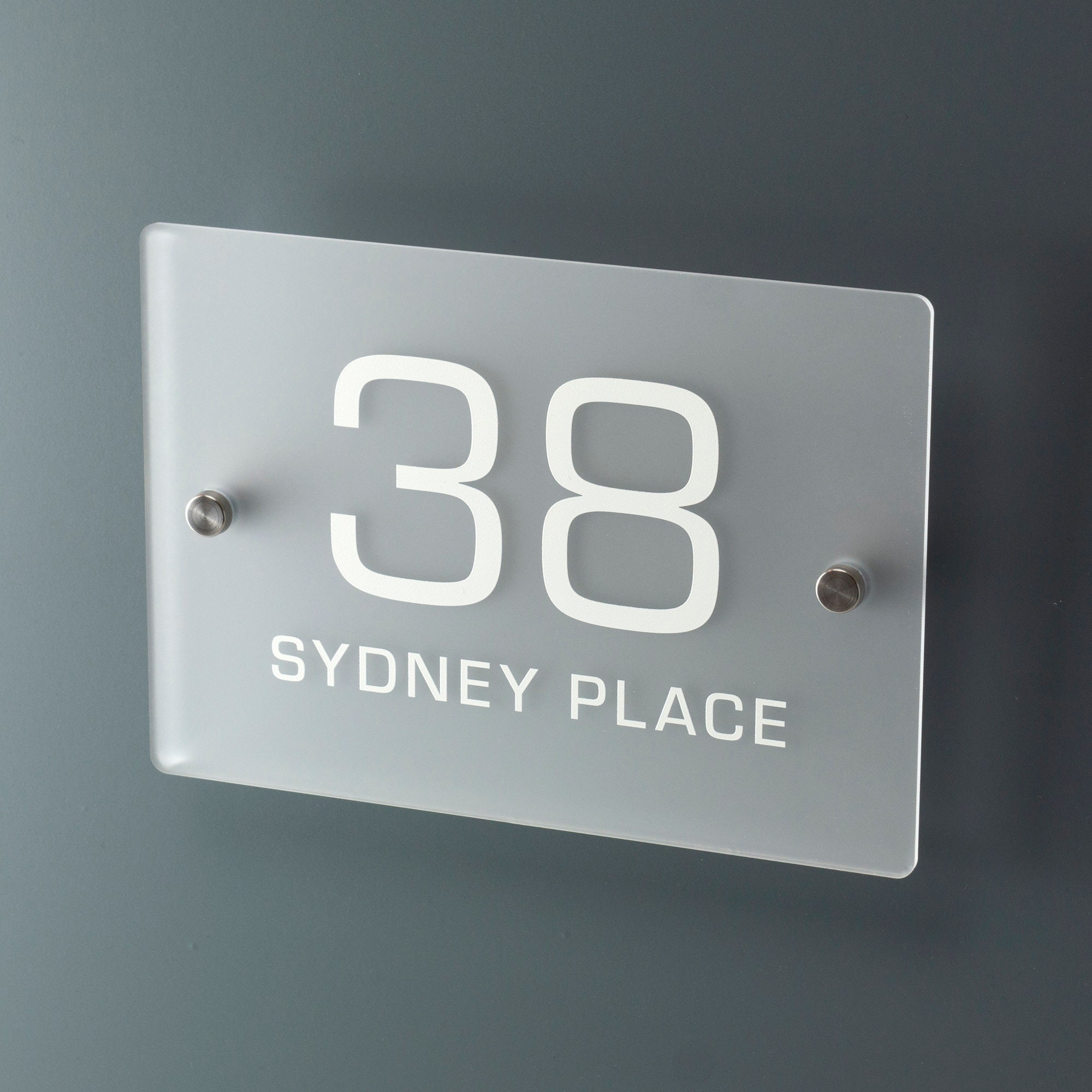 Frosted Acrylic House Number Sign Personalised Printed Acrylic Wall ...