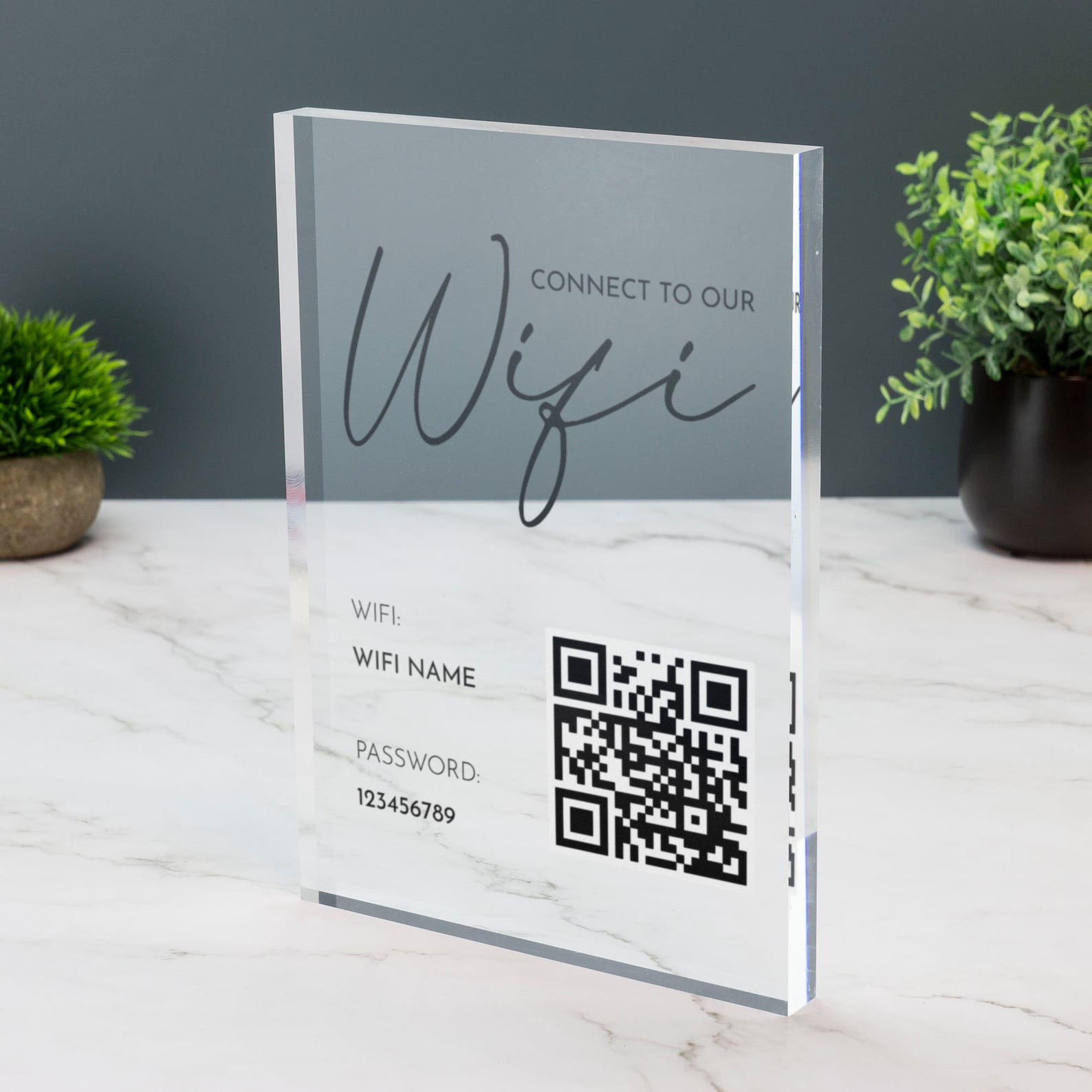 Wifi Acrylic Block Plaque With Password Info and QR Code Office Cafe ...