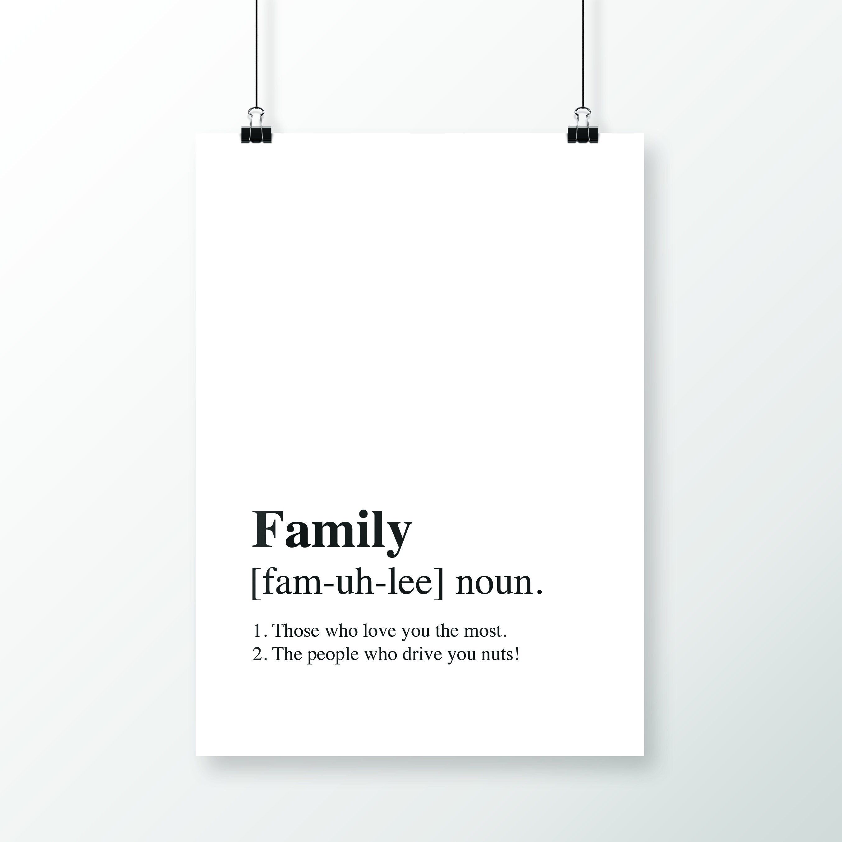 Family Definition Print Personalised Wall Art Print Dictionary | Etsy