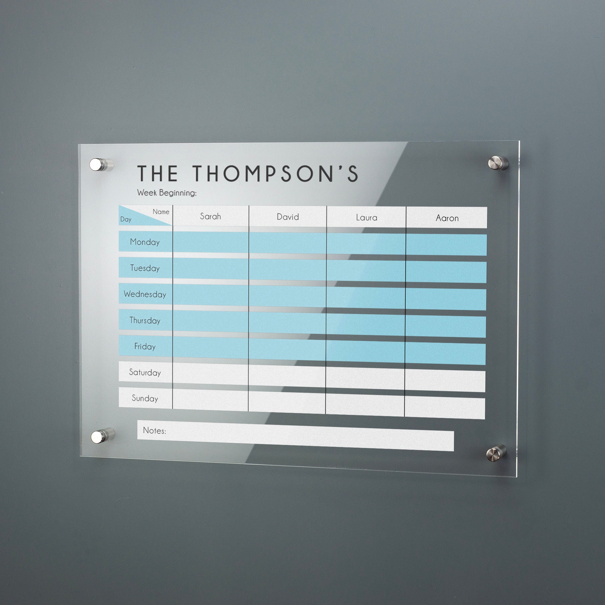 Personalised Acrylic Weekly Planner Plaque House Sign Printed - Etsy