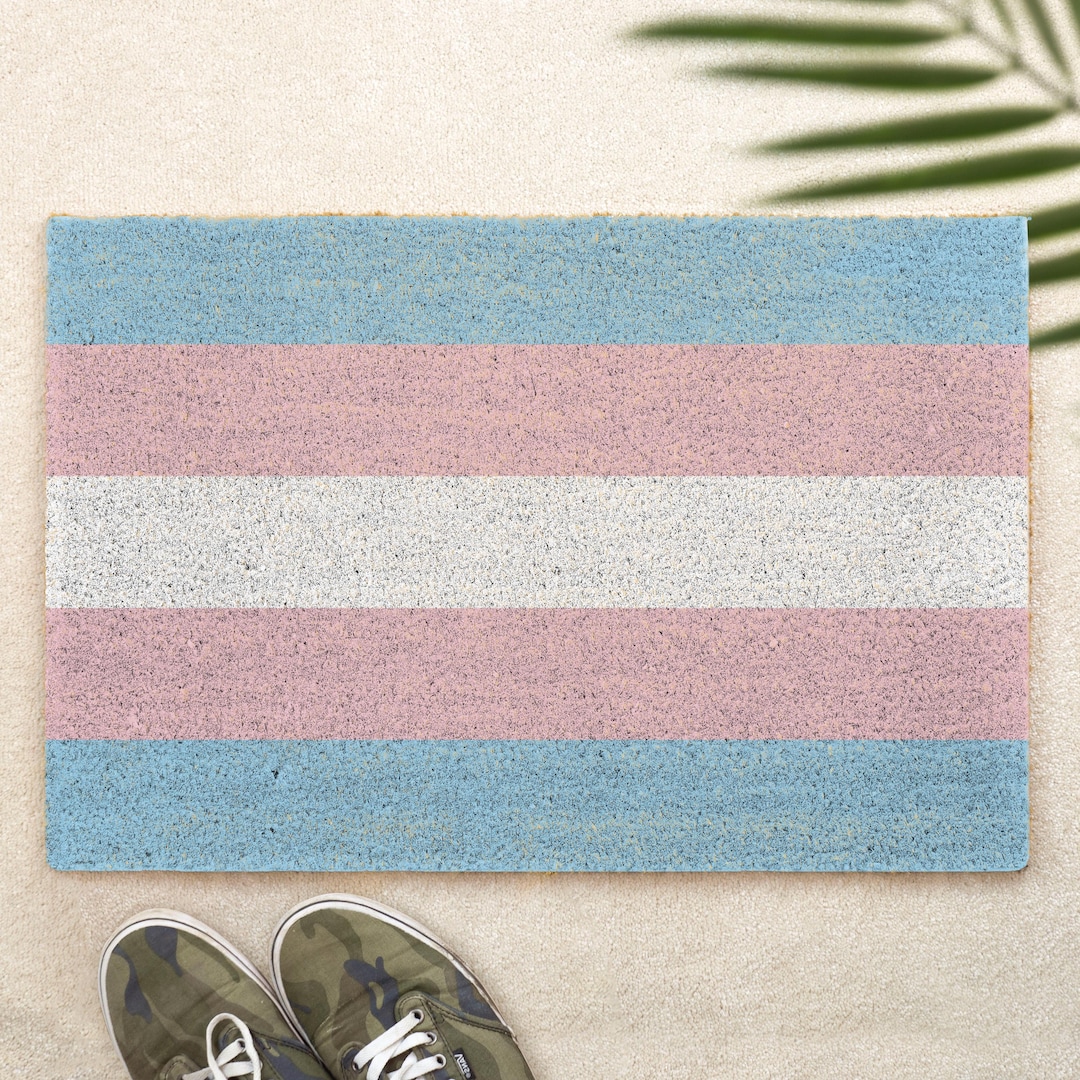 Trans Flag Door Mat Transgender Flag Doormat Indoor Front Welcome ...
