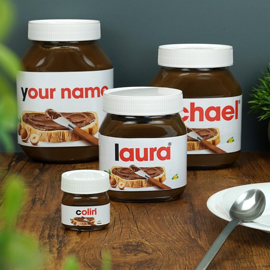 Personalised Chocolate Spread LABEL VINYL STICKER Funny Novelty ...