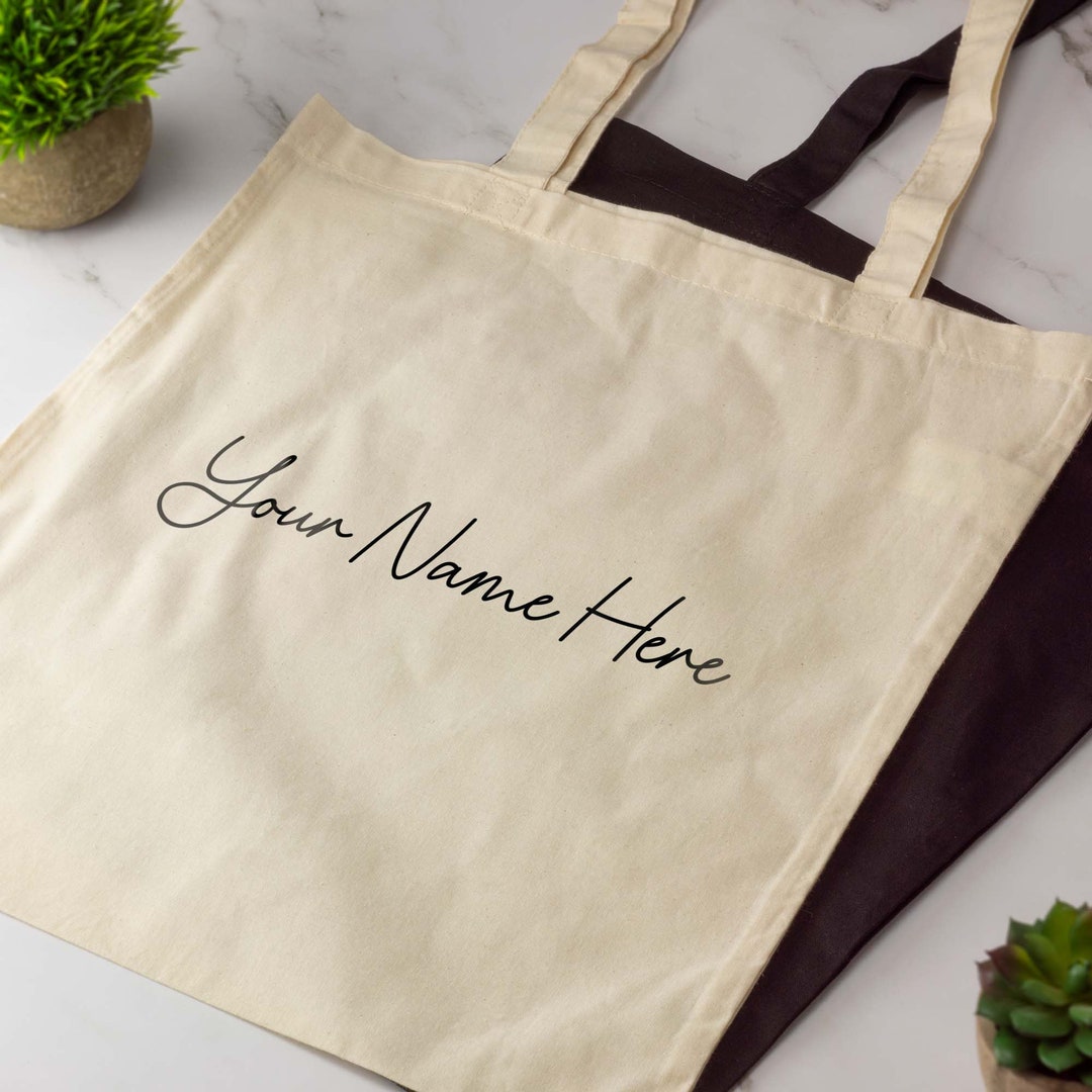 Personalised Script Name Tote Bag Custom Name Bag Several Font Colours ...