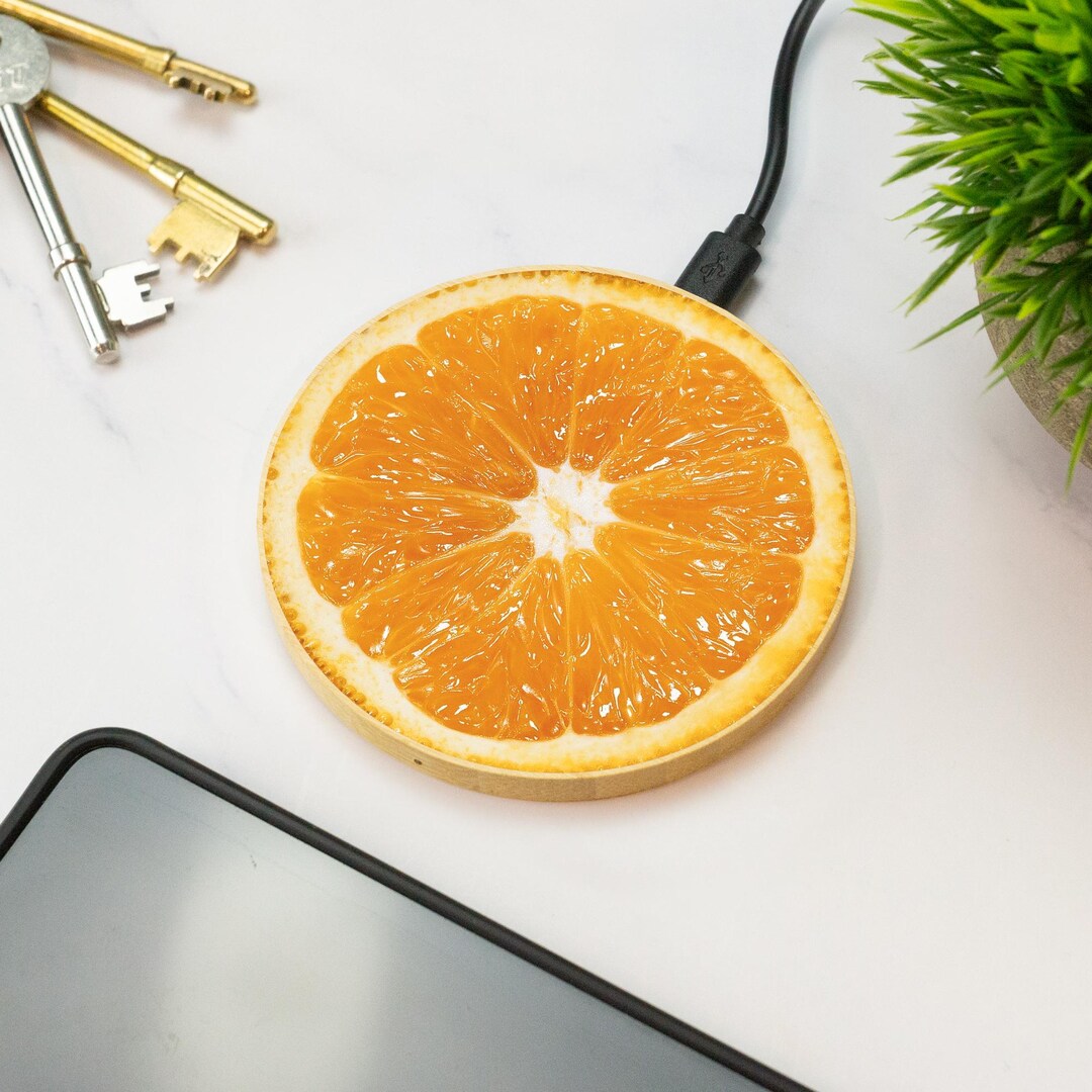 Custom Fruit Wireless Phone Charger | Orange Lime Lemonwooden Printed ...