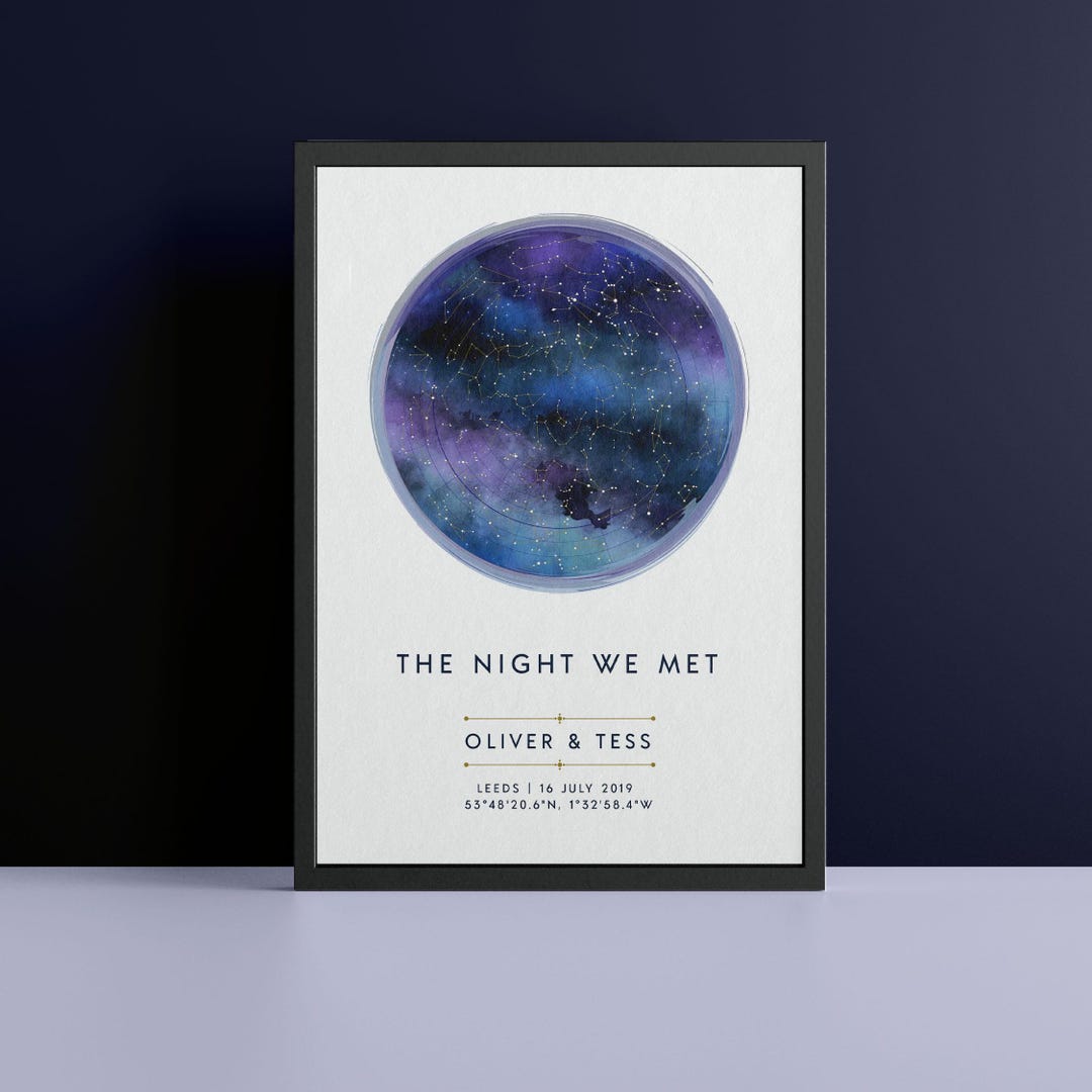 Personalised Night We Met Star Map Poster Print Star Constellation Map ...