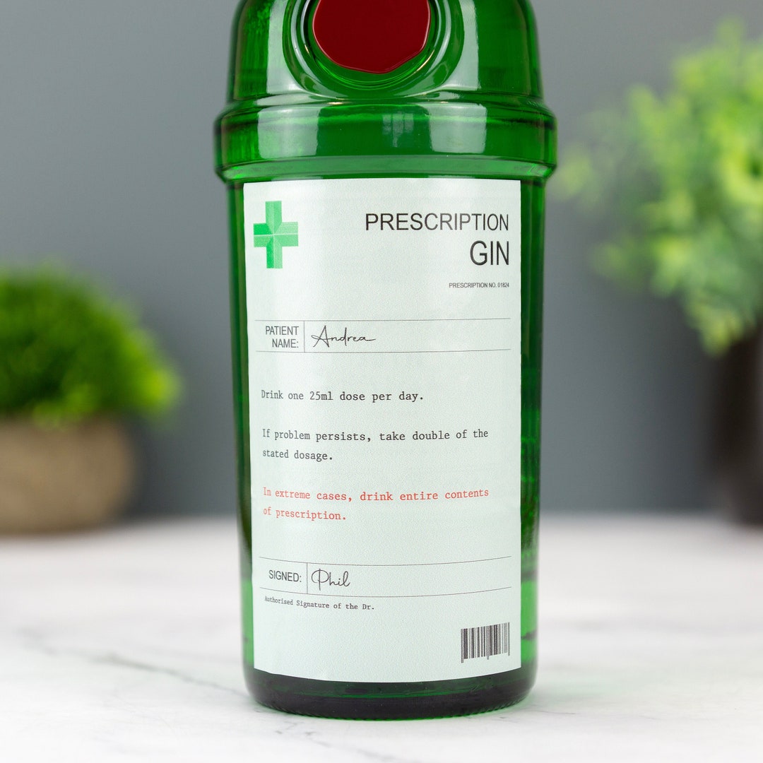 Personalised Prescription Gin Label Vinyl Sticker Decal - Etsy UK