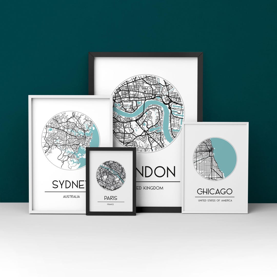 Custom Map Poster Print Capital City Map Poster Travel Explorer Village ...