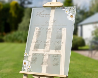Daisy Wedding Table Seating Plan Sign Acrylic Poster Print Entrance ...
