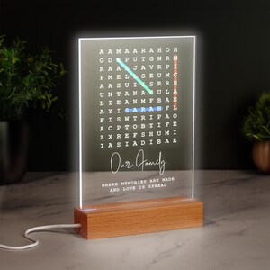 Family Word Search LED Plaque Boyfriend Girlfriend Valentines Love ...