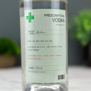 Personalised Prescription Vodka Bottle Label Vinyl Sticker Decal - Etsy