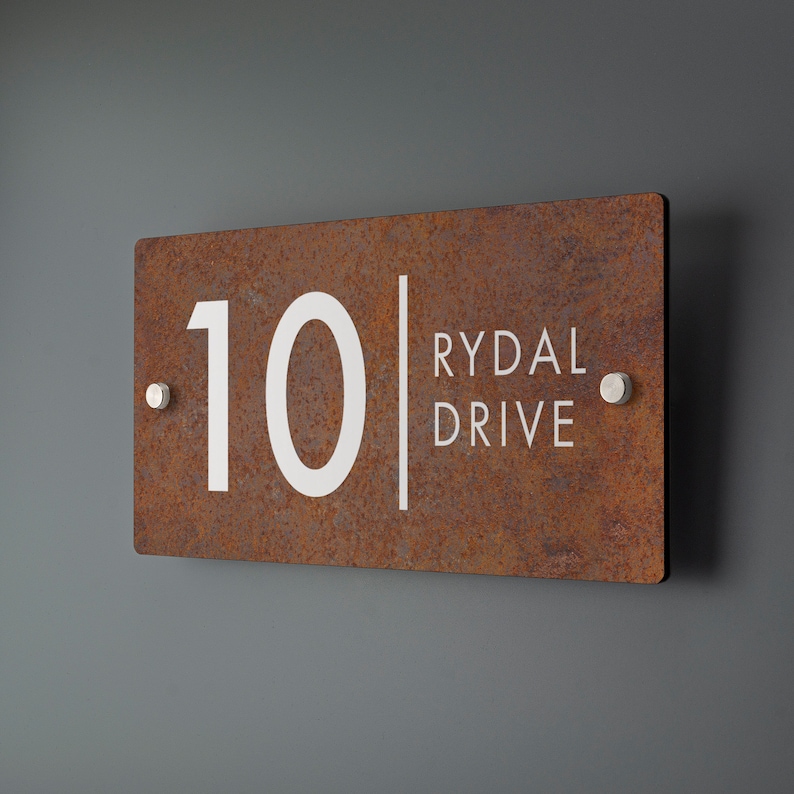 House Number Sign Printed Rust Effect Address Signage Rusty | Etsy ...