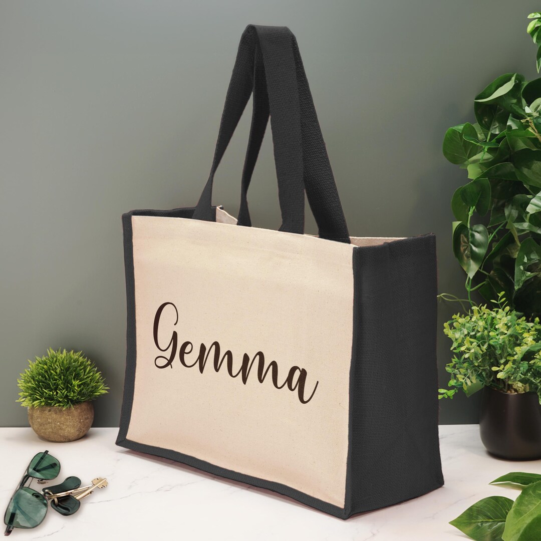 Personalised Custom Name Tote Bag Custom Large Jute Shopping Bag - Etsy