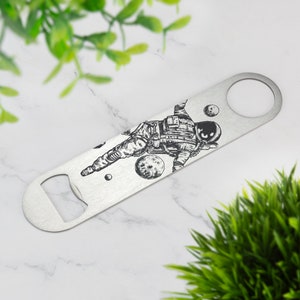 Astronaut Bar Blade Space Themed Beer Bottle Opener Printed Stainless ...