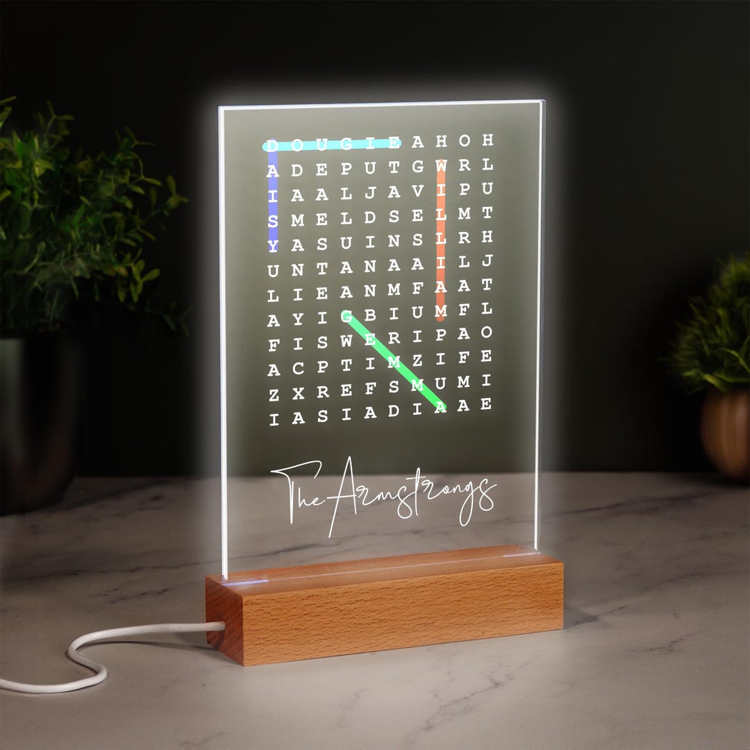 Family Word Search LED Plaque Boyfriend Girlfriend Valentines Love ...