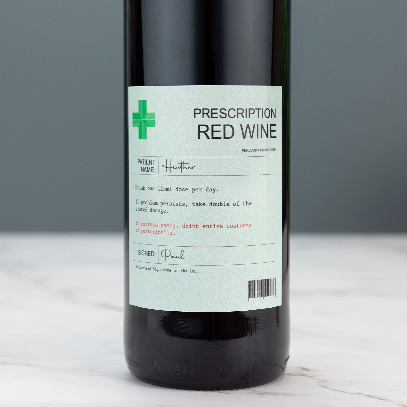 Personalised Prescription Wine Label Red White Rose Vinyl - Etsy