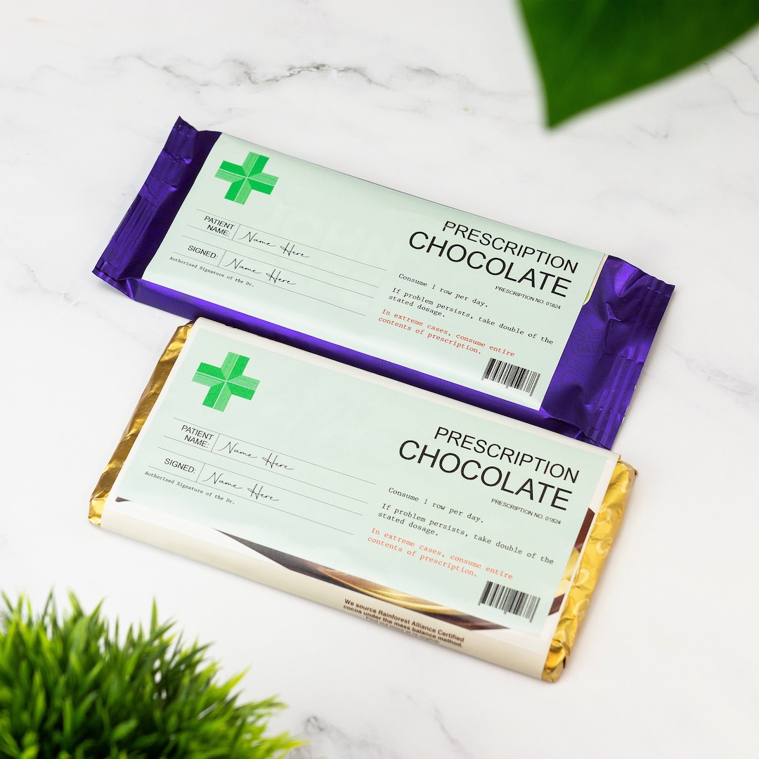 Personalised Prescription Chocolate Bar Label Vinyl Sticker Funny ...