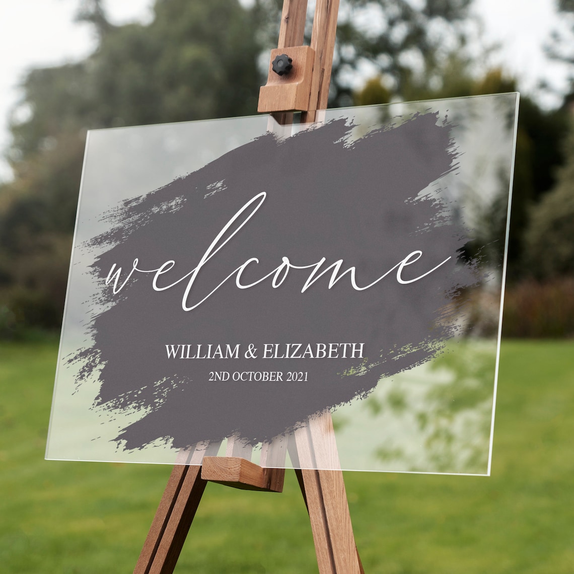 Personalised Wedding Welcome Sign Foliage Acrylic Poster Print Entrance ...