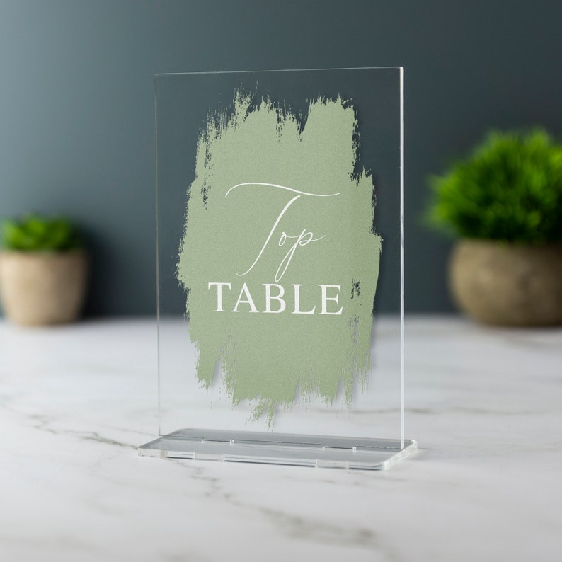 Acrylic Wedding Table Number Name Plaques Paint Stroke - Etsy