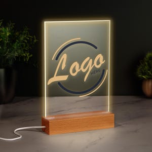 Custom LED Business Sign Company Logo Desk Display Printed Acrylic ...